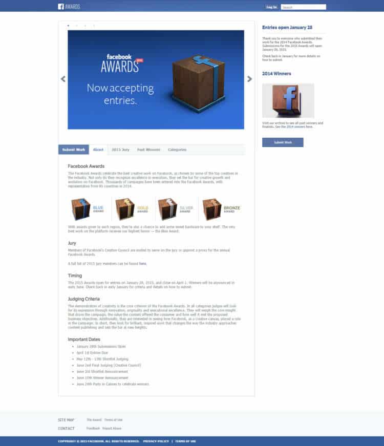 Ya están abiertas las inscripciones para Facebook Awards 2015